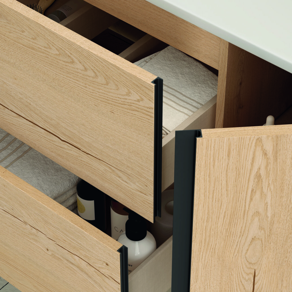 CNB485RC BLACK ONIX OAK (ROBLE) COLLET WALL HUNG CABINET WITHOUT BASIN ...